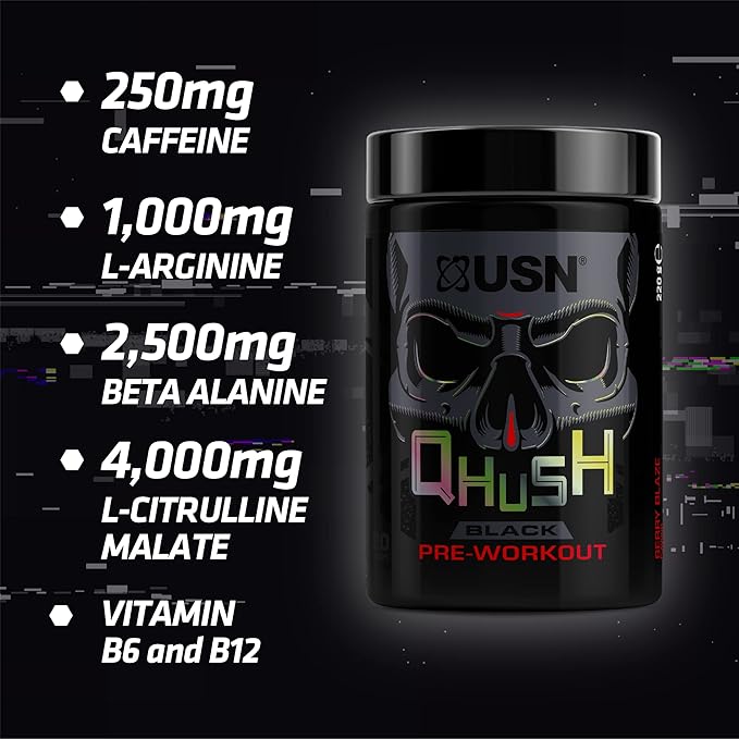 USN QHUSH Black Pre-Workout Powder 220g – MBT NUTRITION